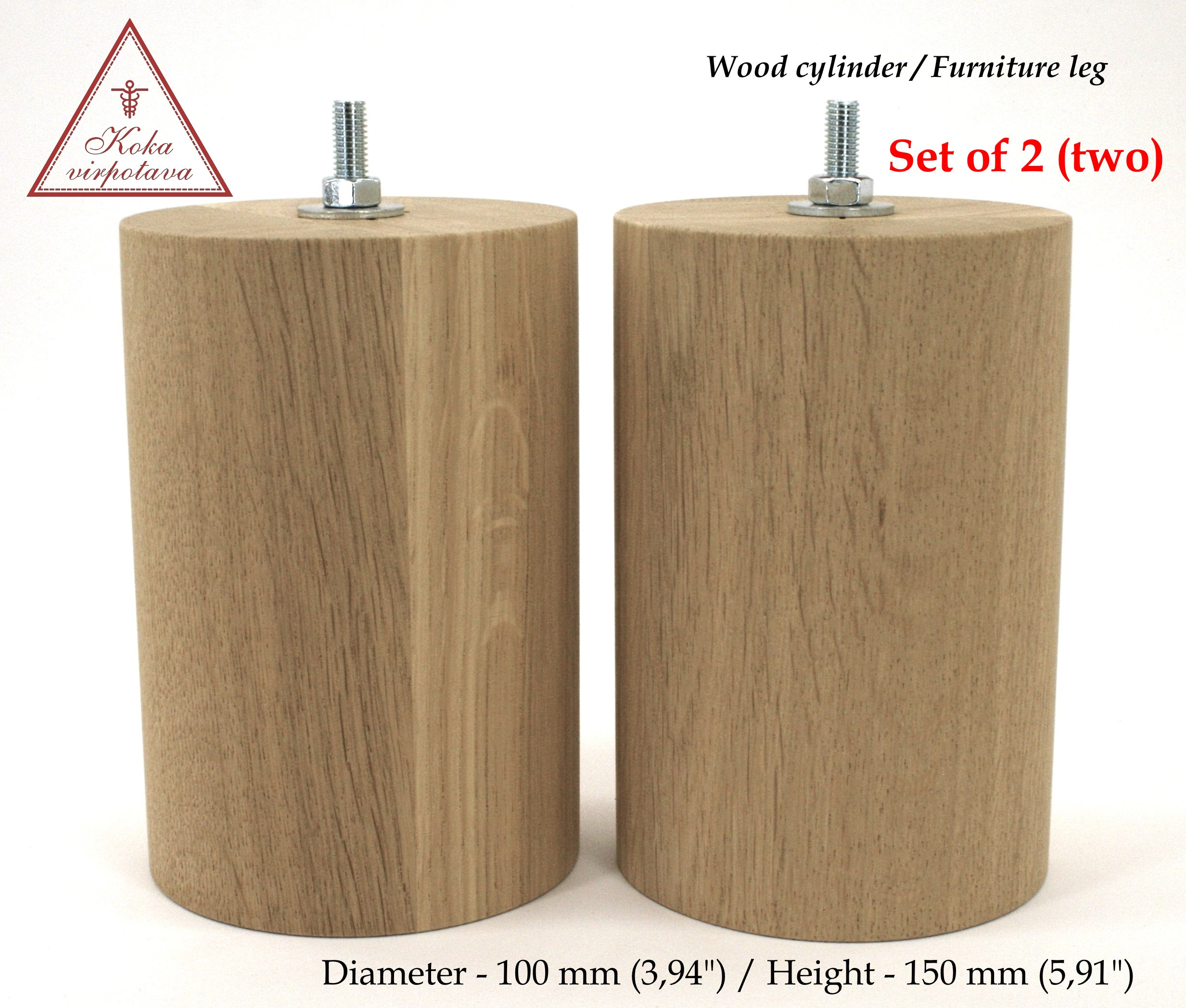 Set of 2 Pcs. Wood Cylinder Cylinder Furniture Leg Cylinder Table Leg ...