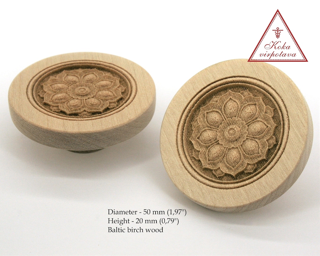 Set of 2 Laser Engraved Furniture Knobs Wood Cabinet Knobs Wooden Knobs ...