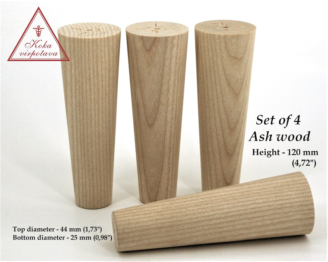 Set of 4 Pcs Tapered Wooden Legs Solid Wood Furniture Feet Coffee Table ...