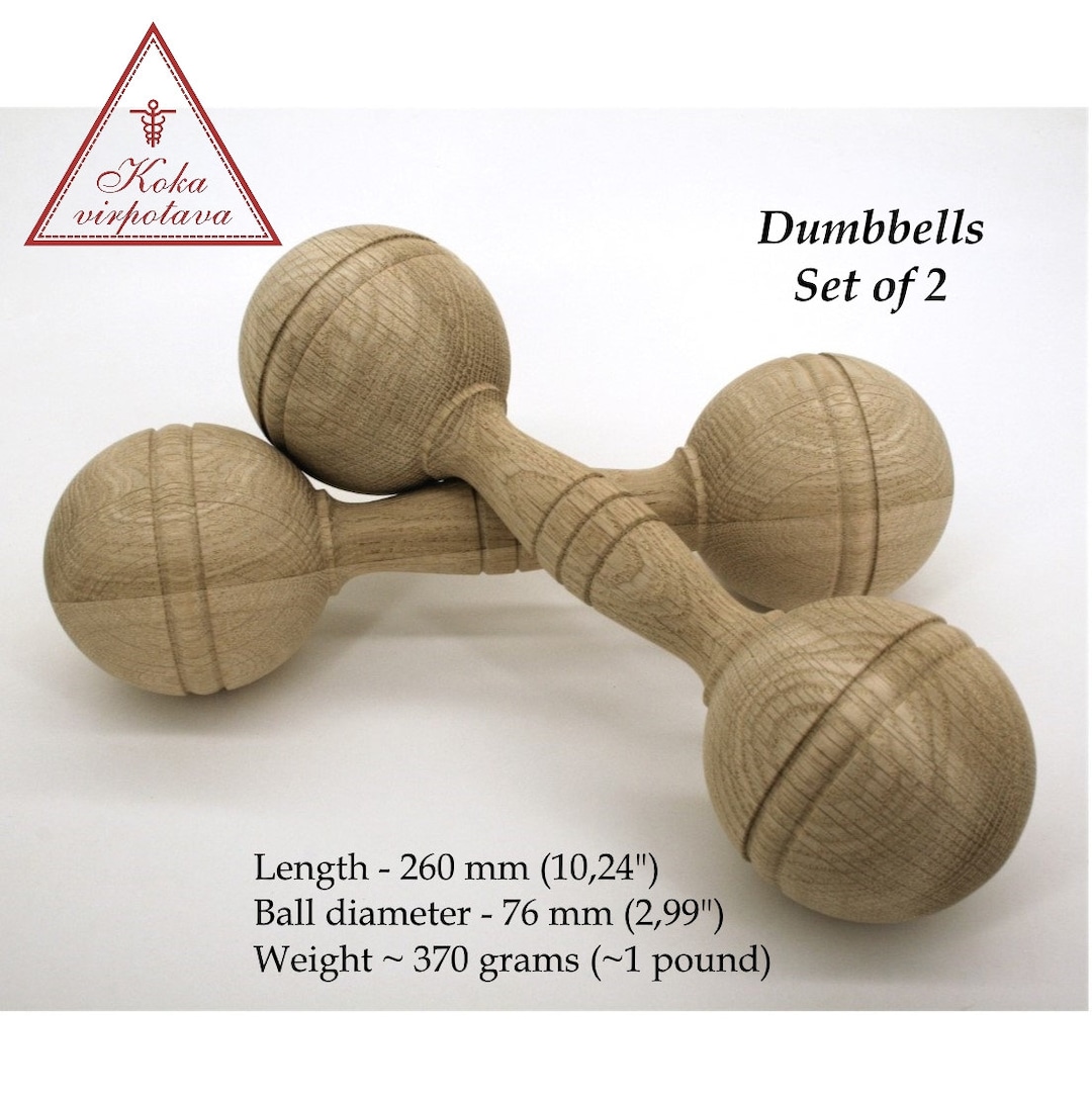Set of 2 Dumbbells Wood Exercise Dumbbels Exercise Barbells Farmhouse ...