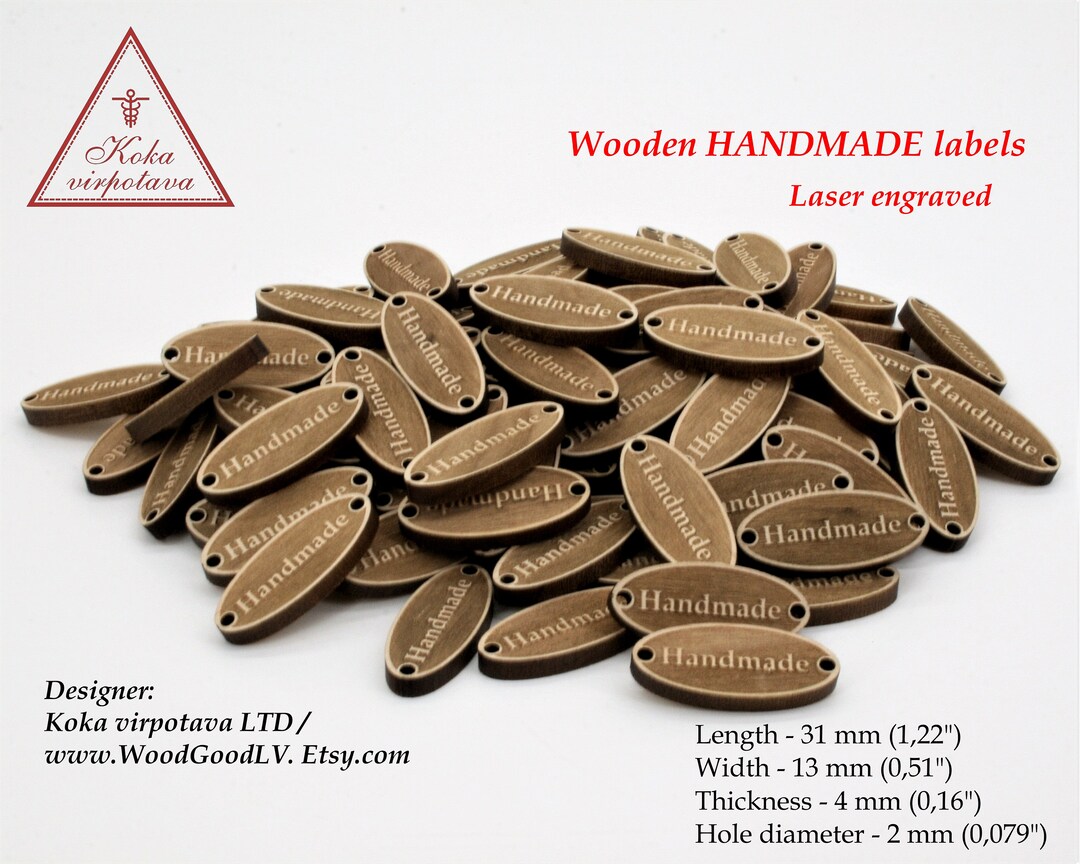 50 Pcs HANDMADE Labels Wooden Labels Wooden Tags Handmade Tags Craft ...