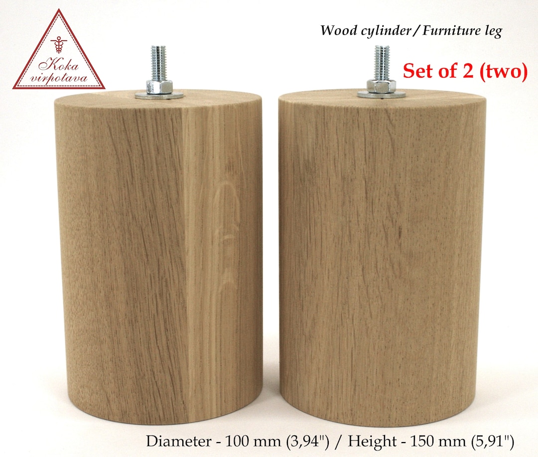 Set of 2 Pcs. Wood Cylinder Cylinder Furniture Leg Cylinder Table Leg ...