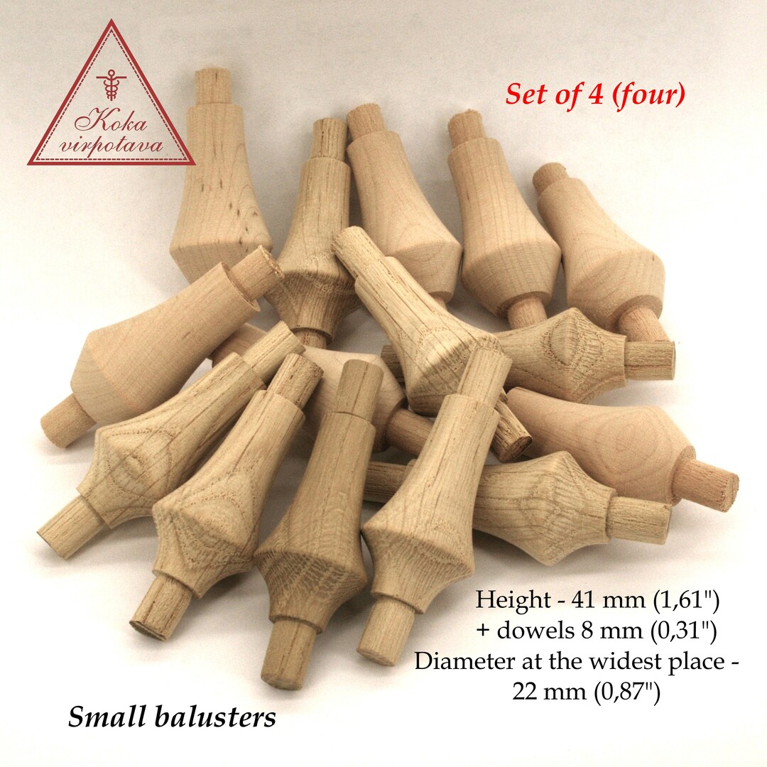 Set of Four Small Railings Small Wood Spindles Furniture Baluster Small ...