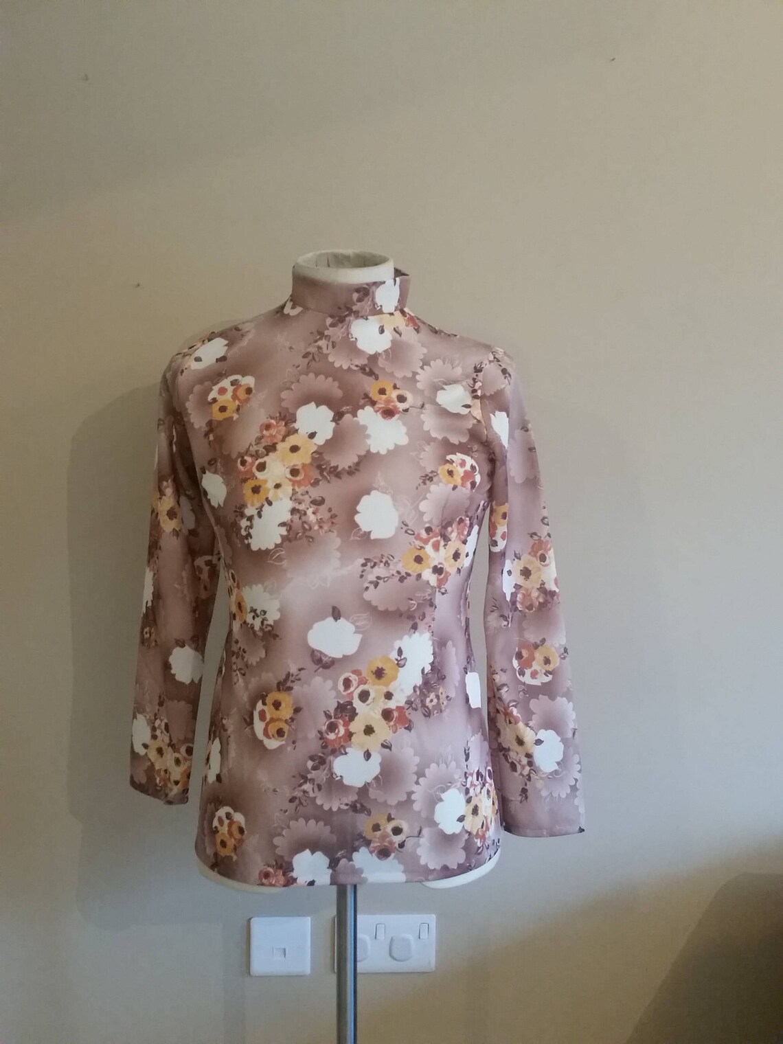 1960s High Neck Crimplene Top - Etsy