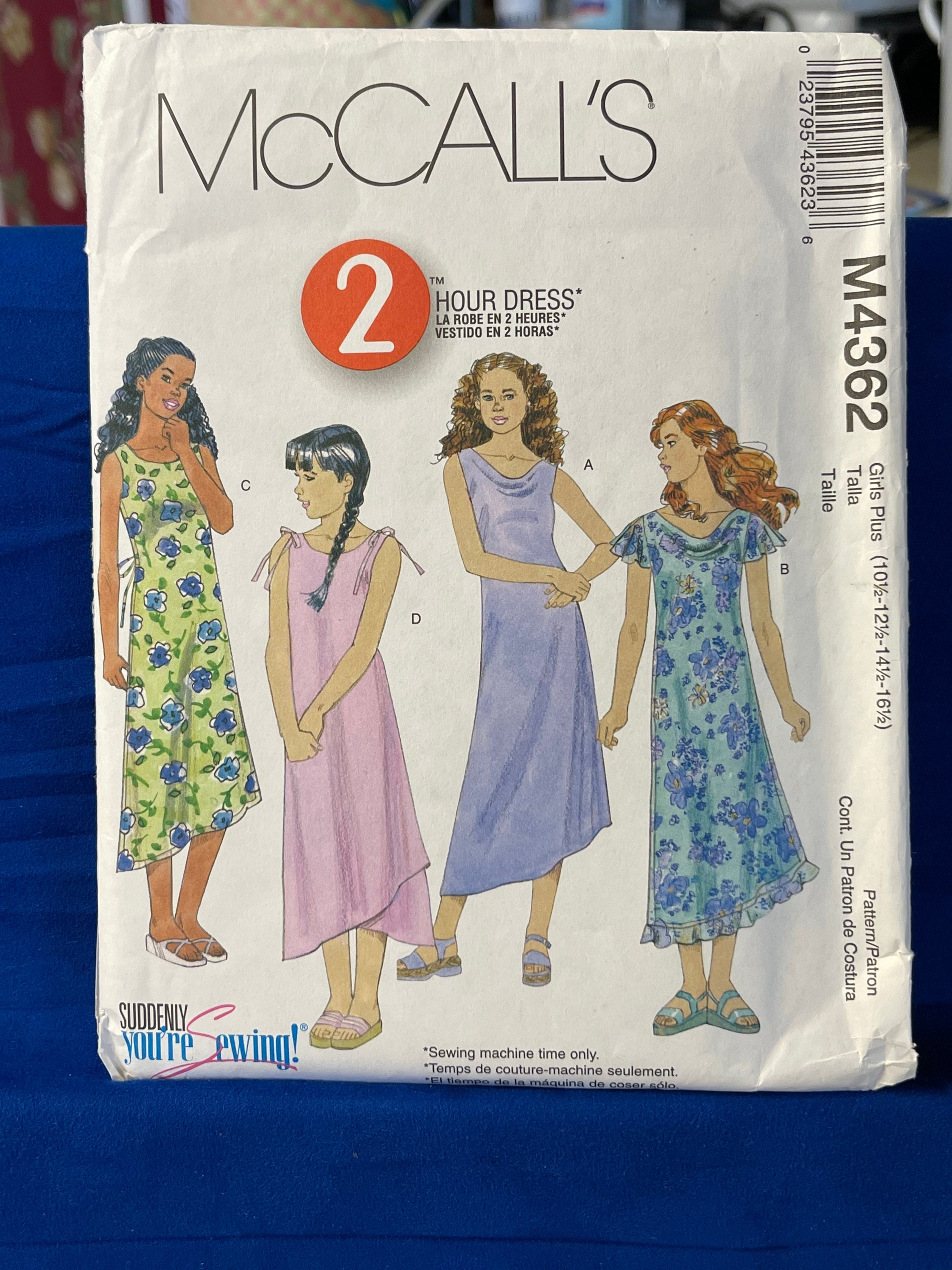 Mccalls Pattern 4362 Girls Easy TWO HOUR Dresses Size 10.5 - Etsy