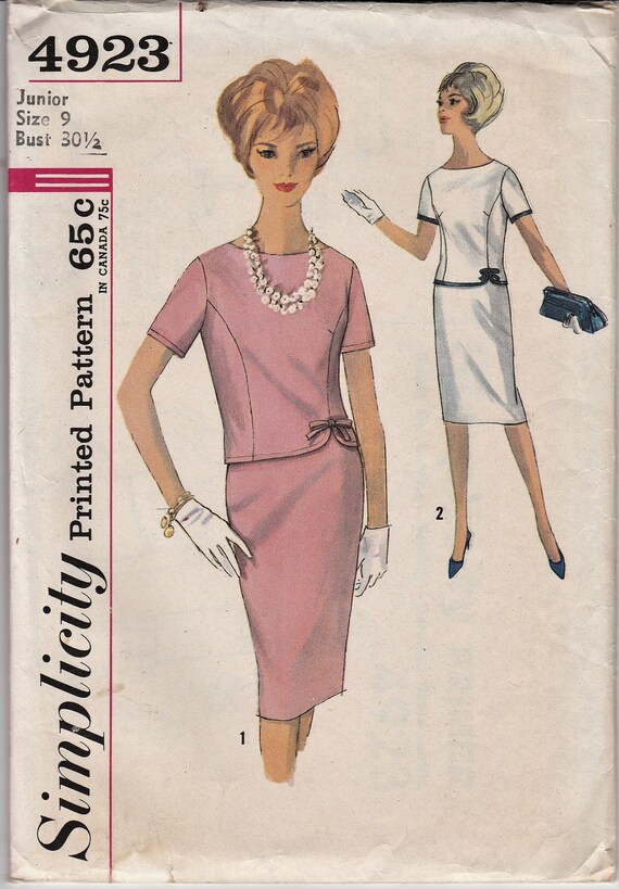 Simplicity 4923 Vintage Dress Pattern for Misses Two Piece - Etsy