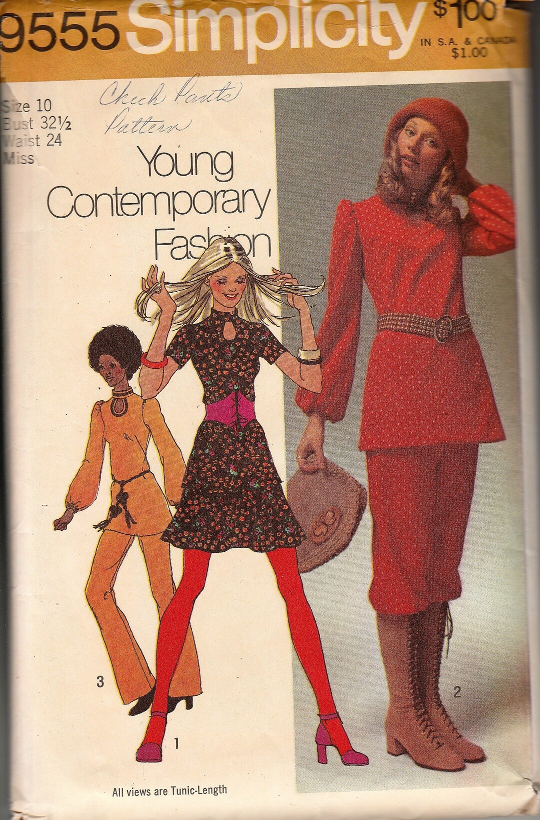Simplicity 9555 Vintage 1971 Pattern for Knickers, Pants, Tuni and Mini ...