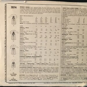 Mccalls Pattern #2874 Petite Dress Pattern Size 10 - Etsy