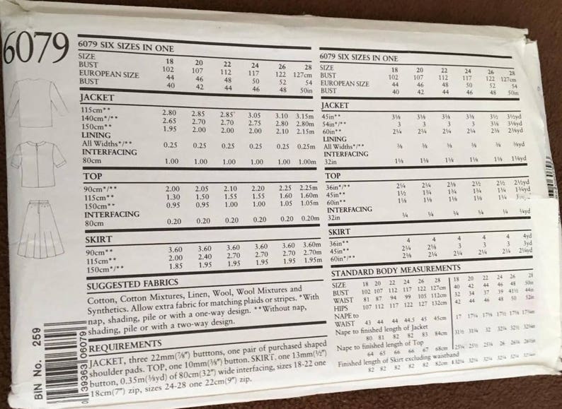 New Look Pattern 6079 Skirt and Jacket Sizes 18 to 28 - Etsy