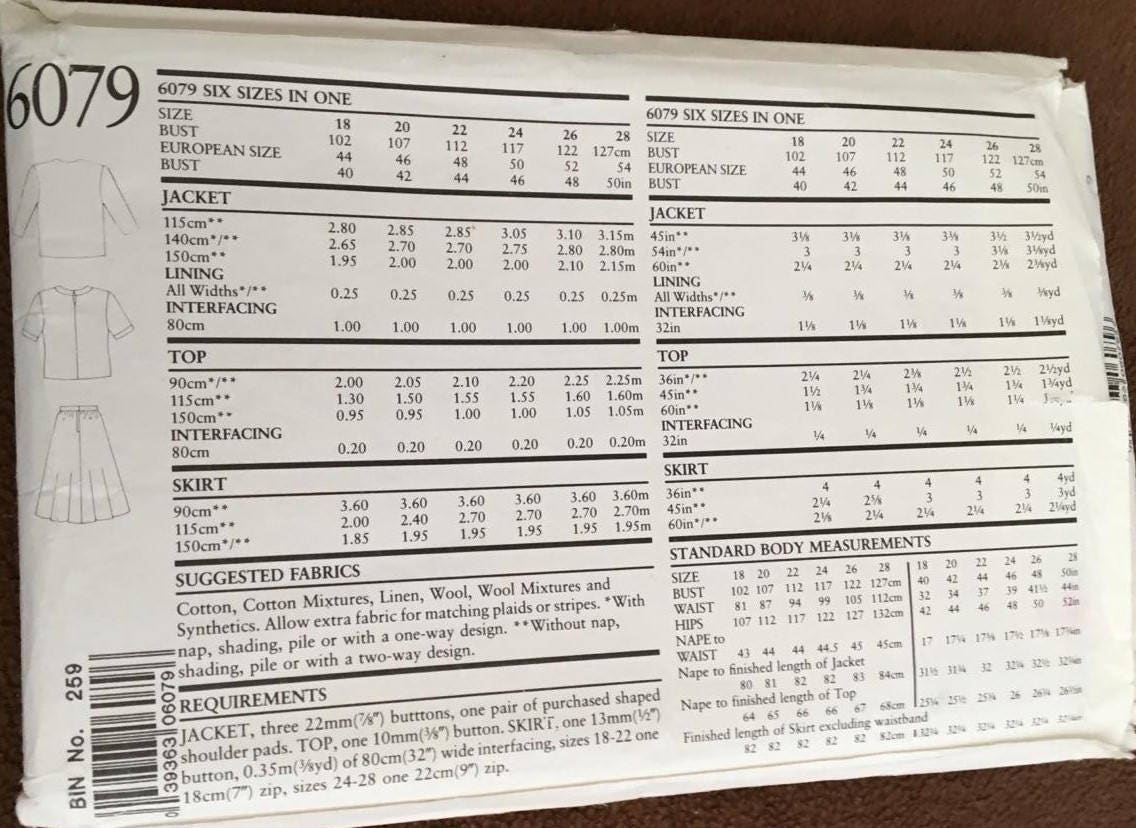 New Look Pattern 6079 Skirt and Jacket Sizes 18 to 28 - Etsy