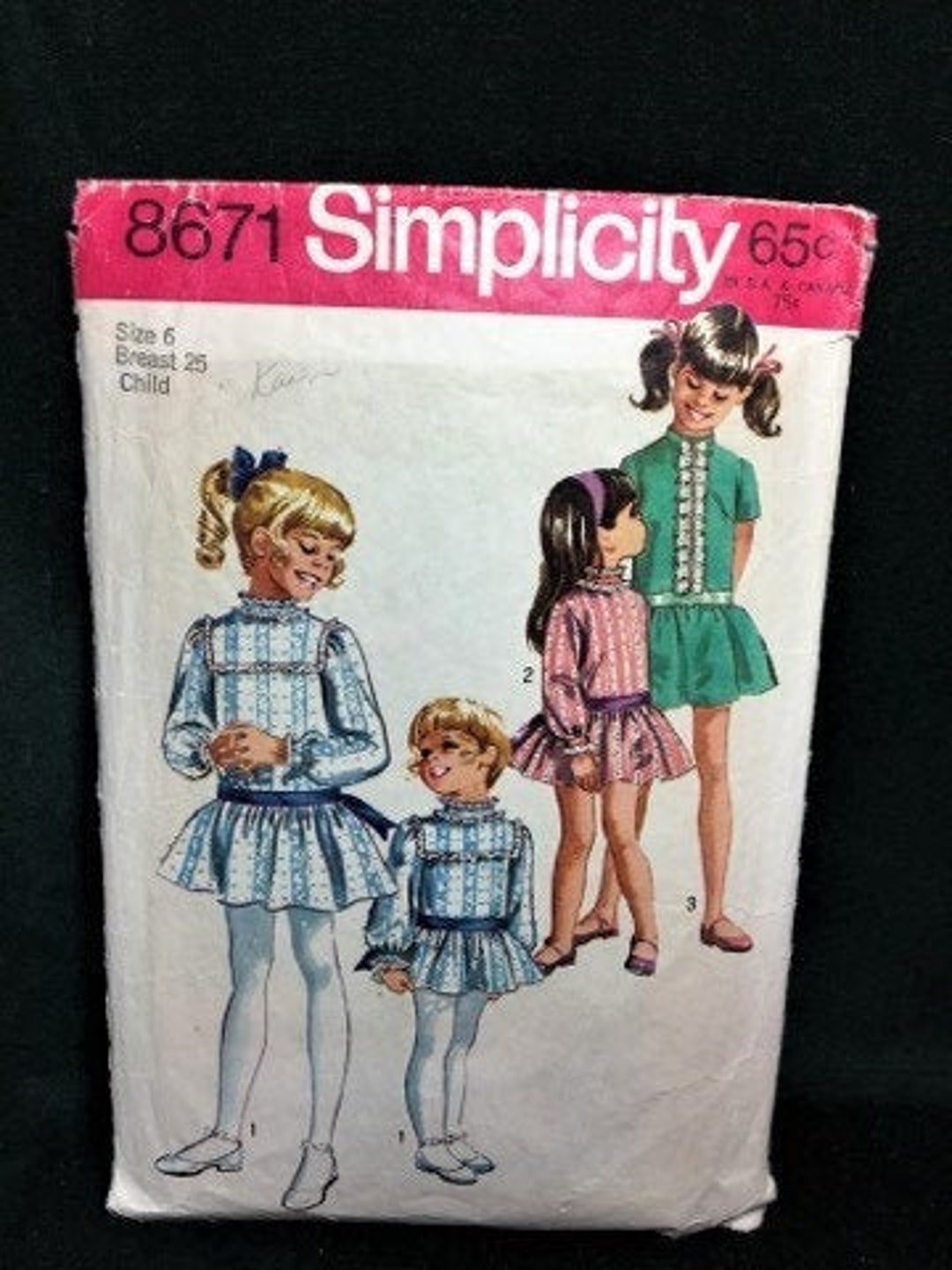 Simplicity Vintage Pattern #8671 for Child Dress With Gathered Skirt ...