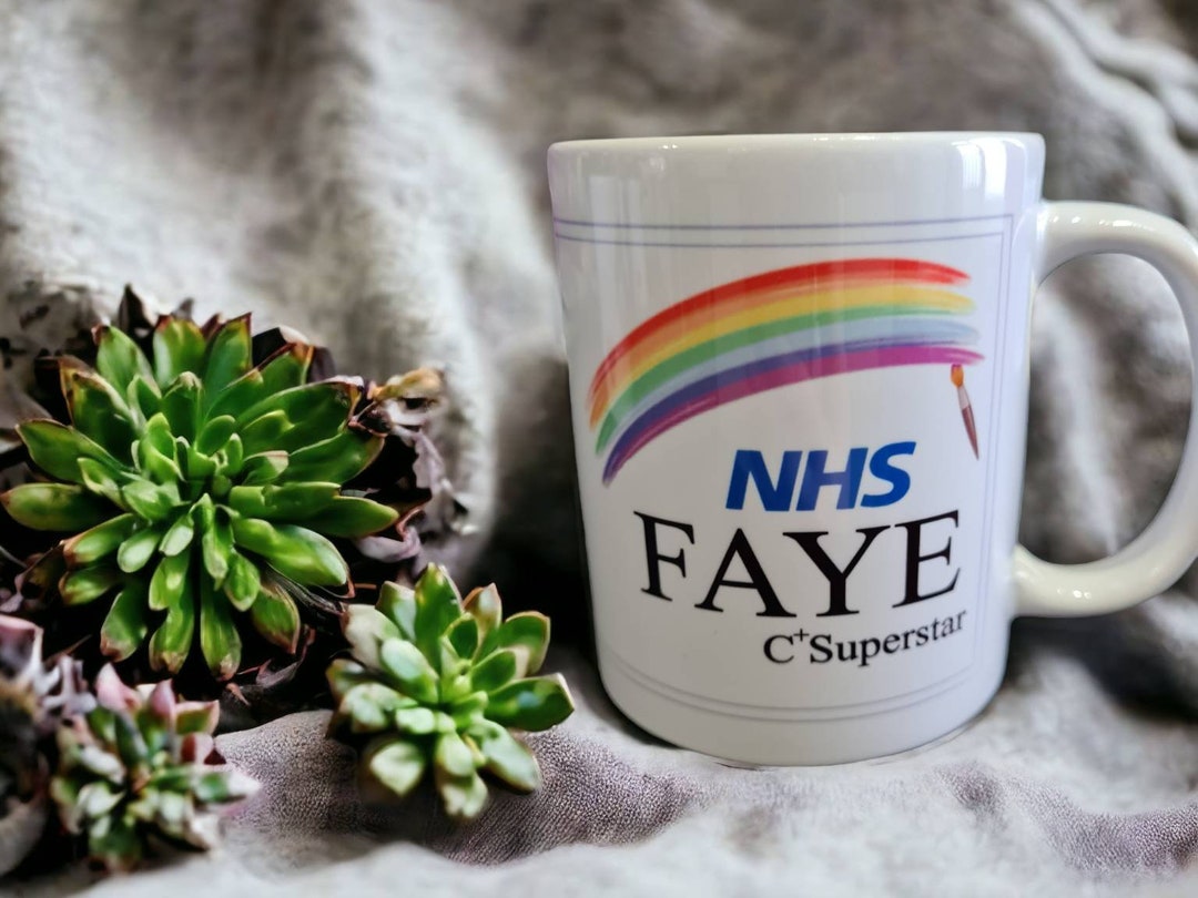 NHS Rainbow Ceramic Coffee Cup Gift for a Keyworker or Colleague ...