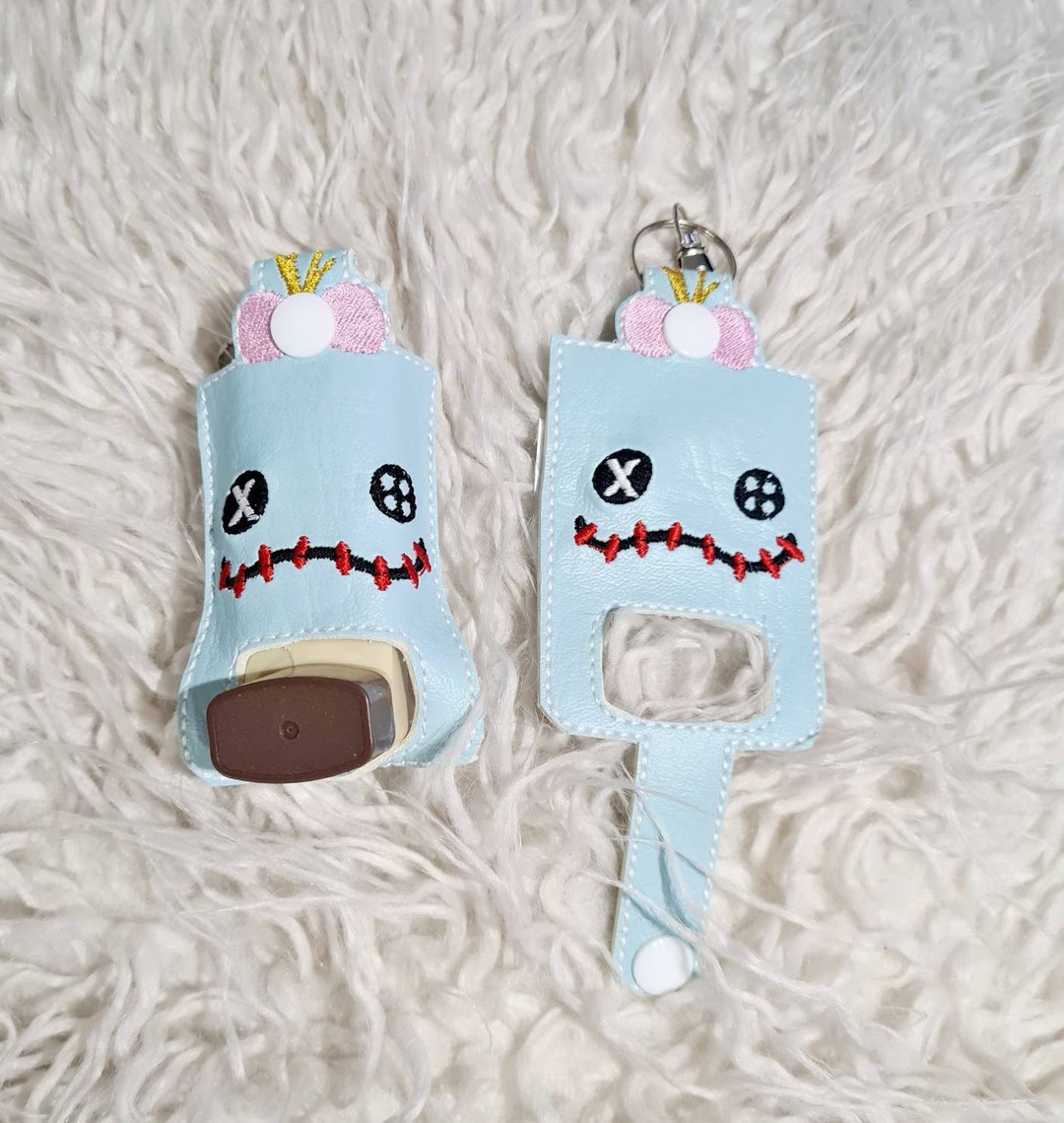 Embroidered Leather Inhaler Carry Keyring Ideal for Asthma Suffers ...