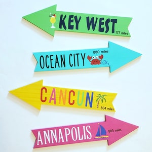 Warm Breezes Directional Signs Personalized Wood Beach Arrows, Tropical ...