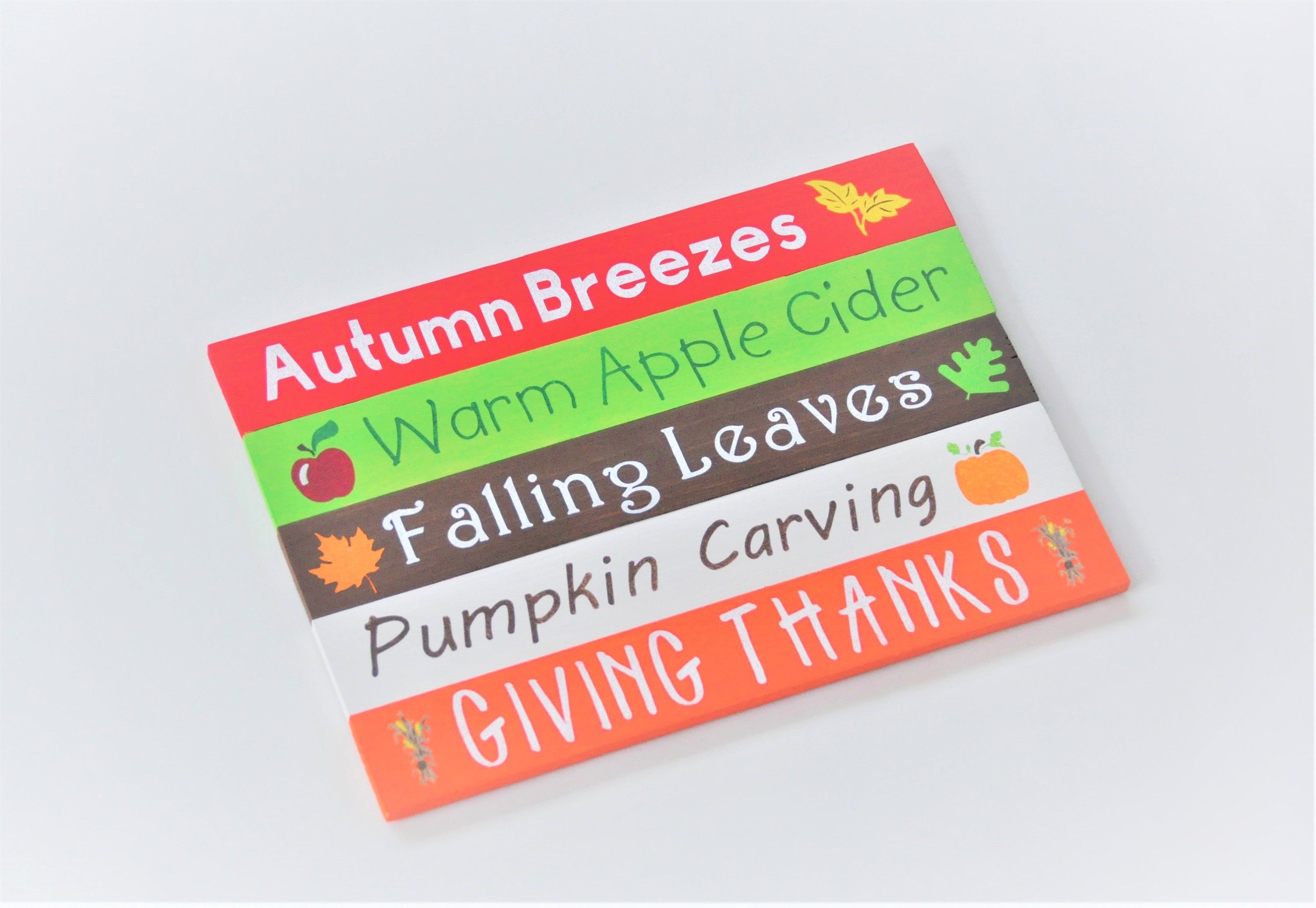 Fall Bright Painted Wood Wall Sign Autumn Breezes Falling | Etsy