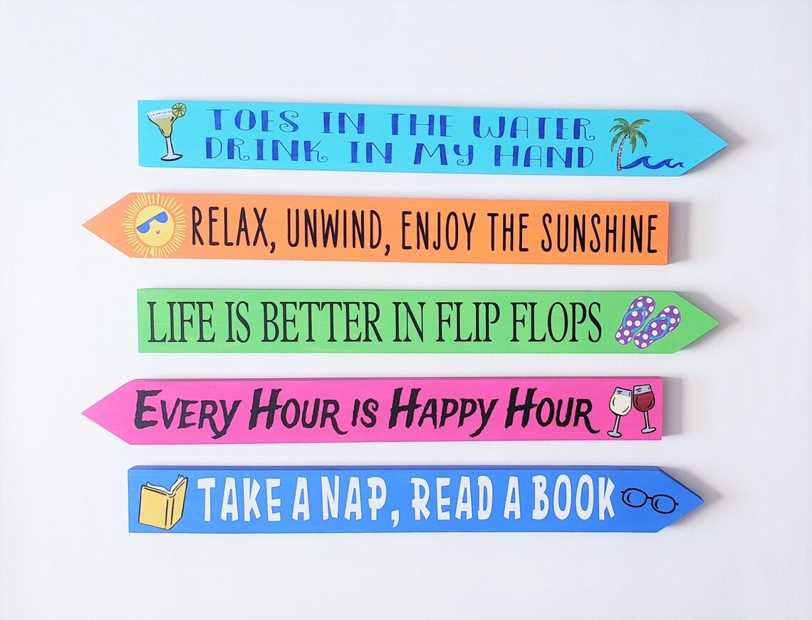 Warm Breezes Directional Signs Personalized Wood Beach Stick Straight ...