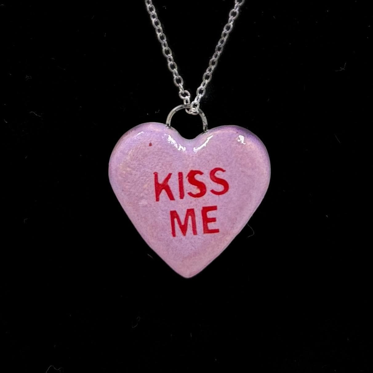 Ceramic Heart “kiss Me” Necklace - Etsy