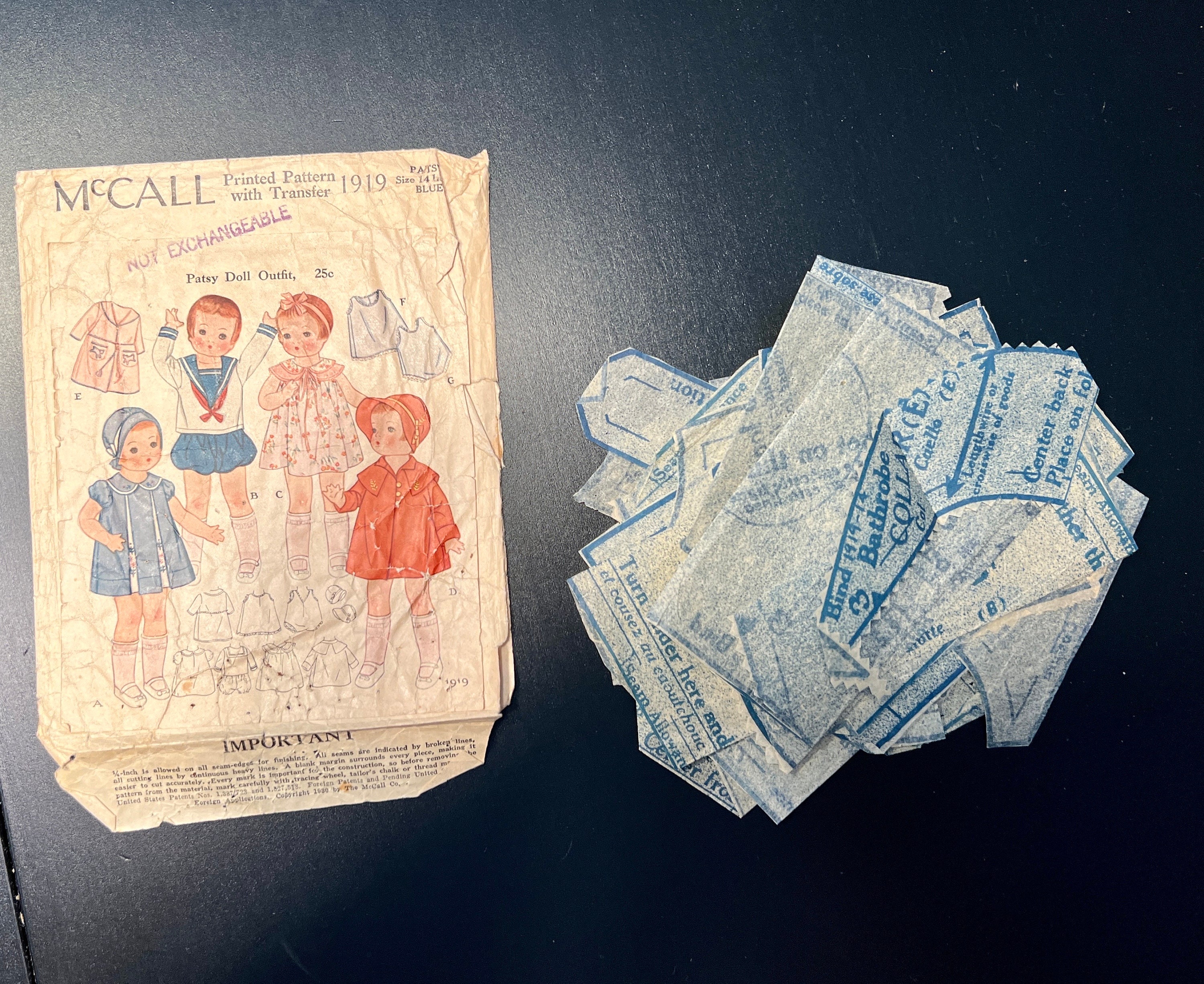 1931 / Mccall Pattern 1919 / Patsy Dolly Outfits / Partial Pattern - Etsy