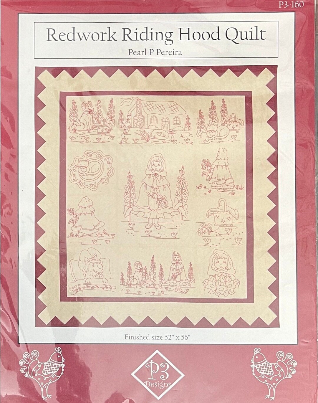 Redwork Riding Hood Quilt Pattern and Transfers by Pearl P. Pereira - Etsy