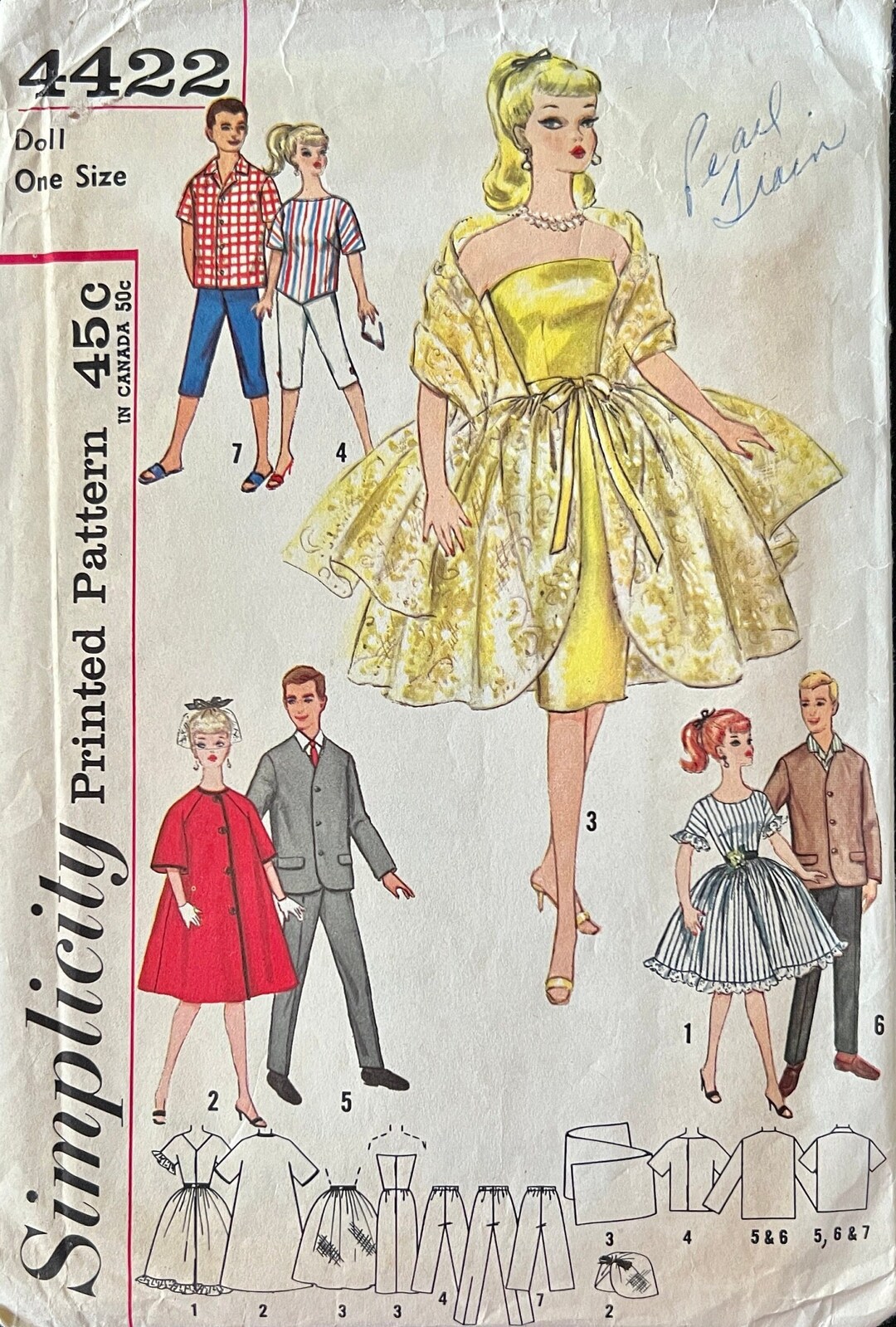 1962 / Barbie / Simplicity 4422 / Wardrobe for Barbie and Ken - Etsy