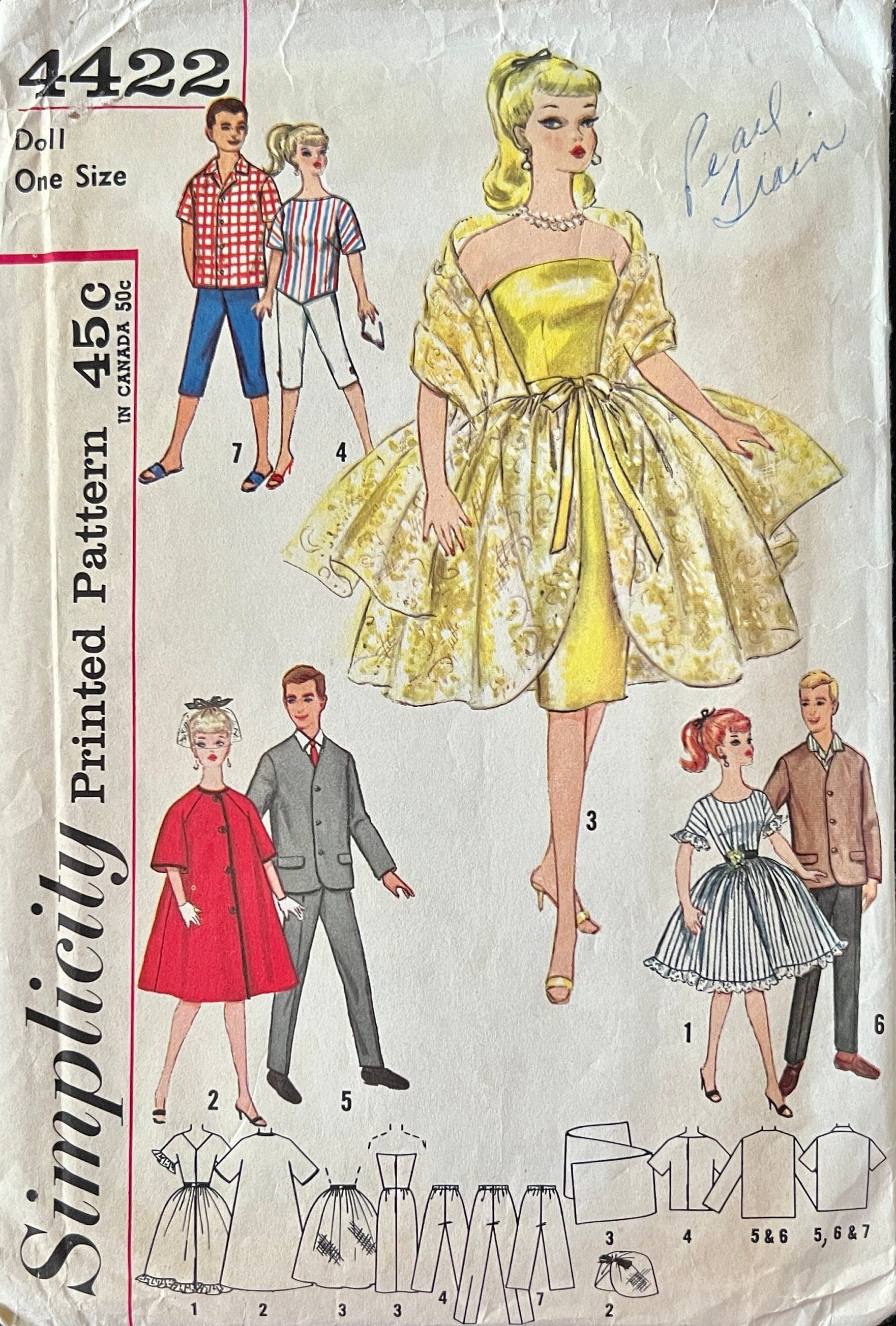 1962 / Barbie / Simplicity 4422 / Wardrobe for Barbie and Ken - Etsy