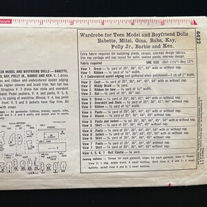 1962 / Barbie / Simplicity 4422 / Wardrobe for Barbie and Ken - Etsy