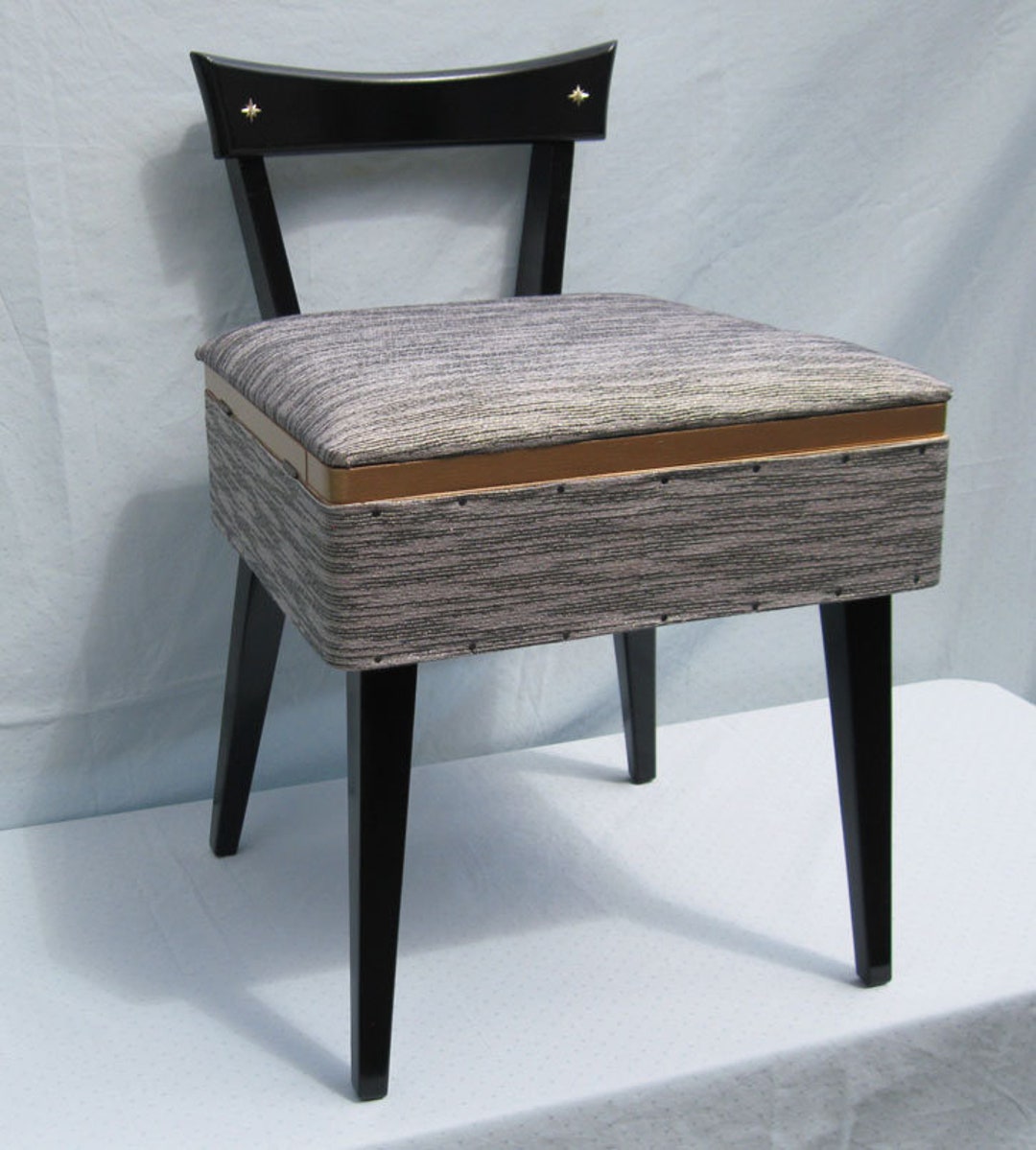Vintage MCM Vanity Bench Sewing Stool With Storage Seat - Etsy