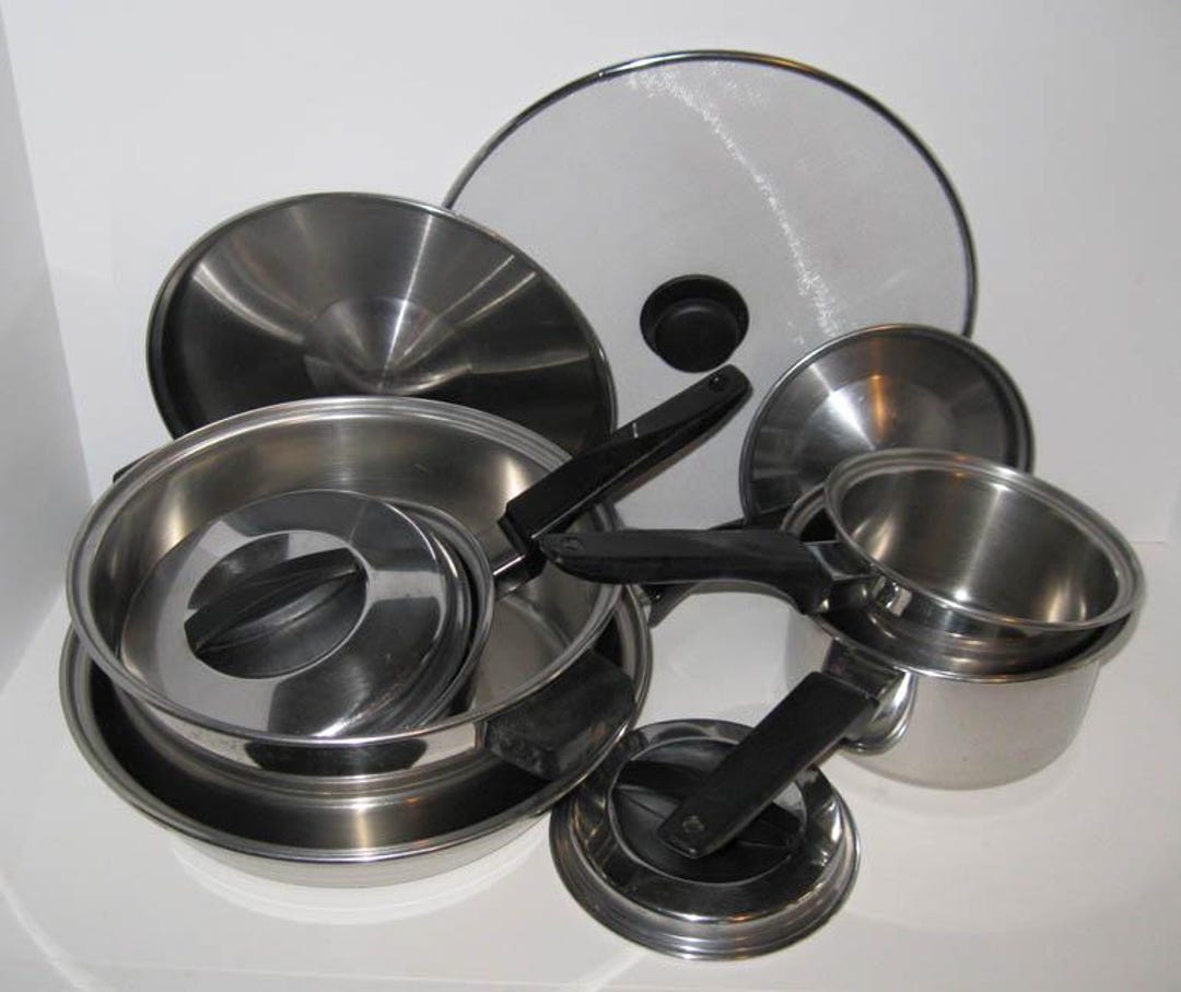 10-piece Ekco Flint Cookware Set W/lids Stainless Steel MCM - Etsy
