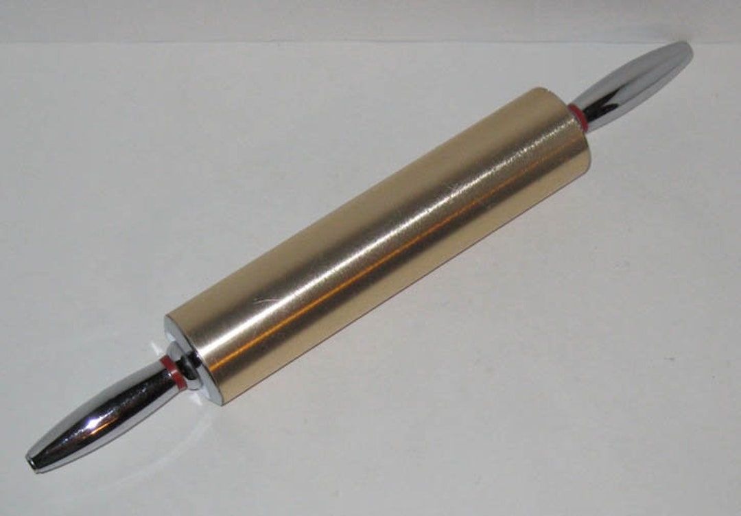Vintage Gold Brushed Metal Rolling Pin W/chrome - Etsy