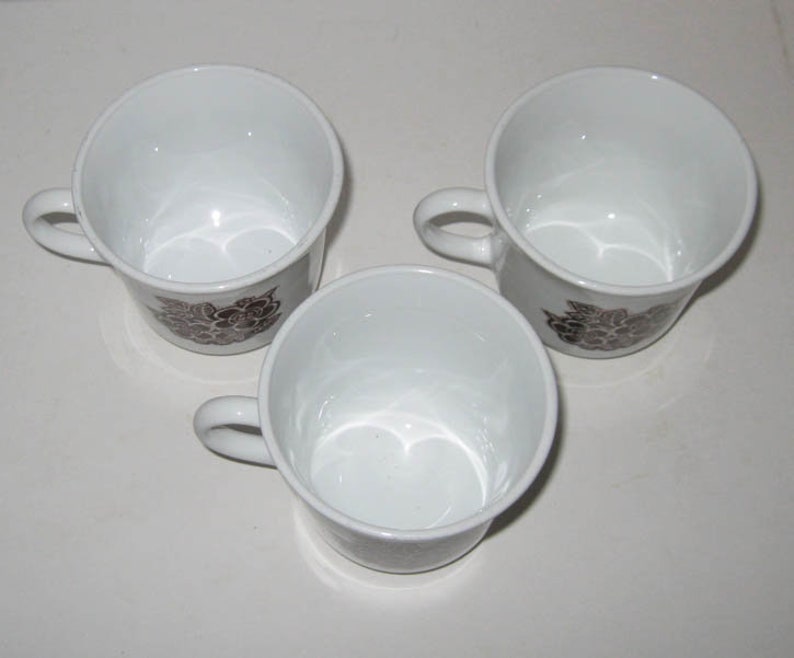 3 Corelle Batik Coffee Tea Cups White With Brown Flowers Corningware - Etsy