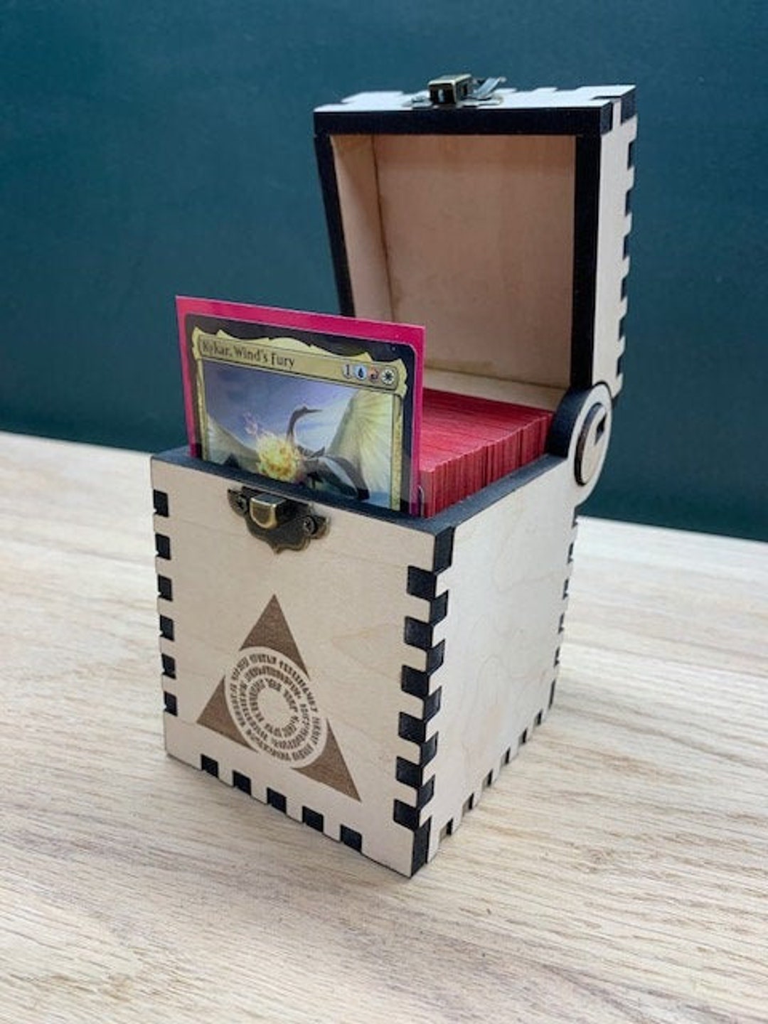 Custom Maple Hardwood Commander Deck Box - Azorius Senate Guild Symbol ...