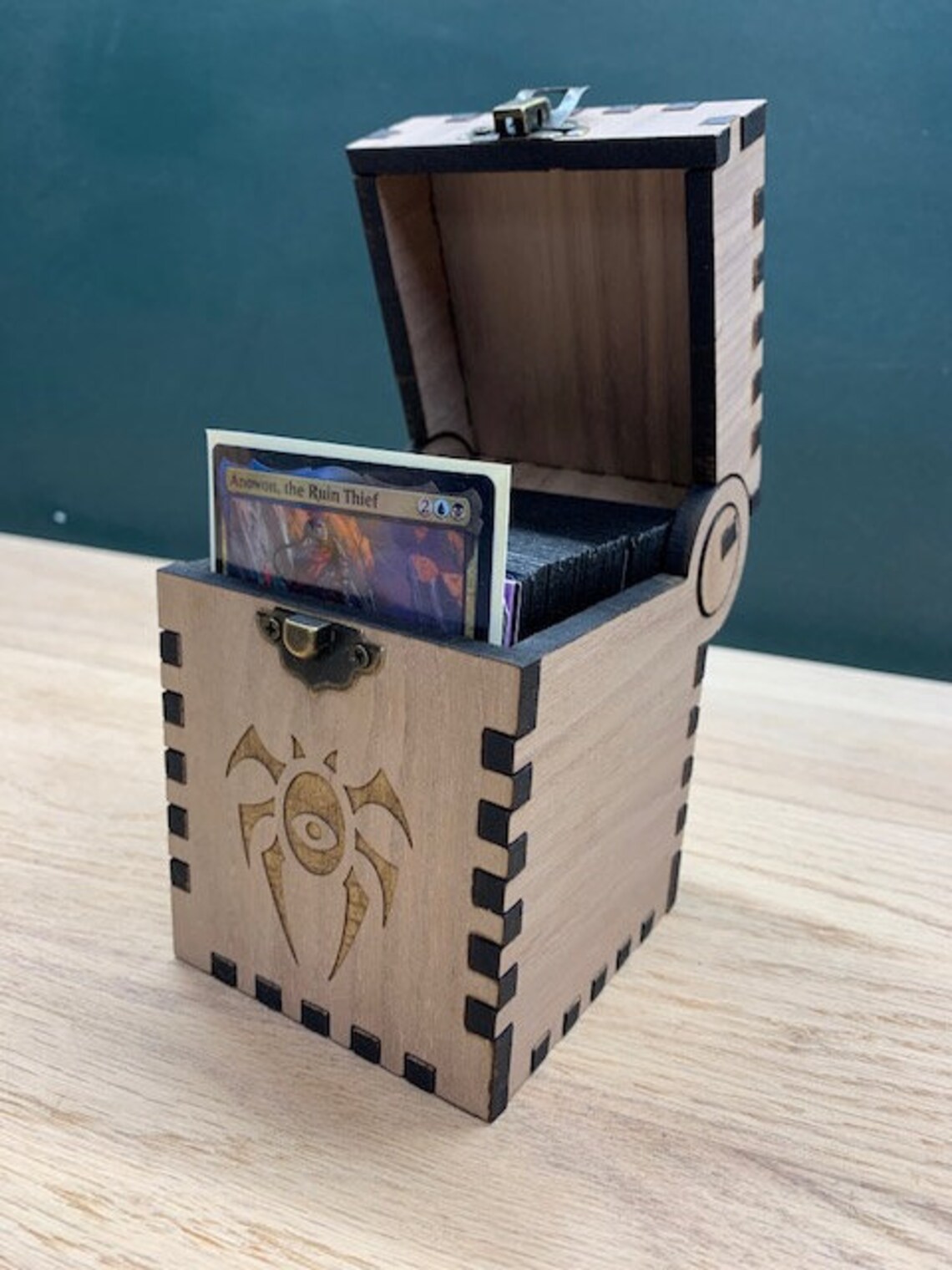 Custom Walnut Hardwood Commander Deck Box House Dimir Guild | Etsy