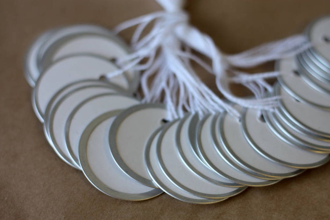 50 Metal Rimmed Circle Tags, 1 1/4” Round Paper Tags With Metal Rim ...