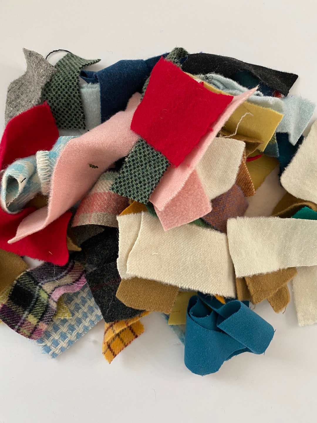 FELTED WOOL SCRAPS Grab Bag (5 Ounce Bag) for Appliqué, Needle Felting ...
