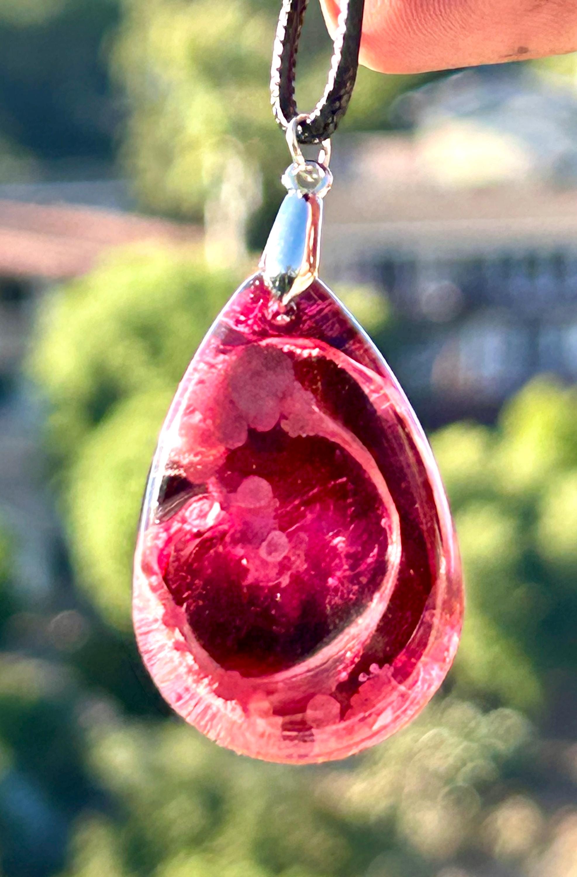 Medium 3.75 Cm Domed Widened Teardrop Handmade Resin and Alcohol Ink ...