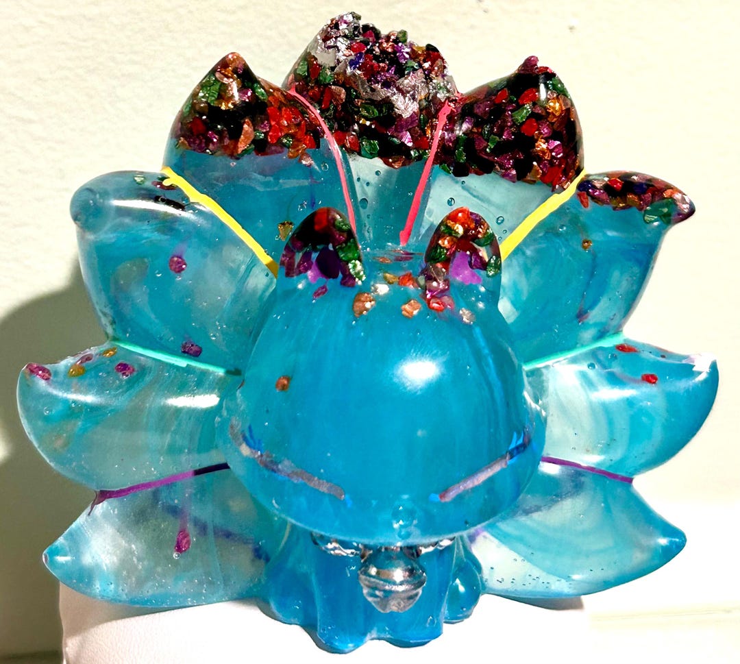 Handmade Jewel Tailed Resin and Alcohol Ink Kitsune Figurine, Various ...