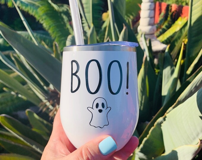 Boo Stainless Steel Wine Tumbler/ Halloween Tumbler/ Halloween Wine ...