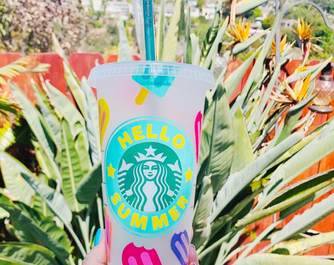 Hello Summer Popsicle Starbucks Reusable Venti Cold Cup | Popsicle ...
