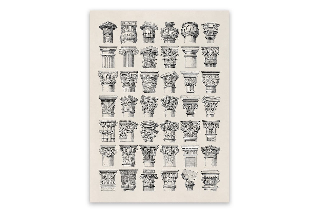 Ancient Architecture Print: Greek, Roman & Egyptian Columns - Vintage ...
