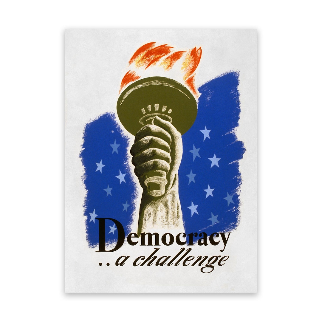Patriotic Pro Democracy WPA Poster, Mid Century Home Art Decor, Vintage ...