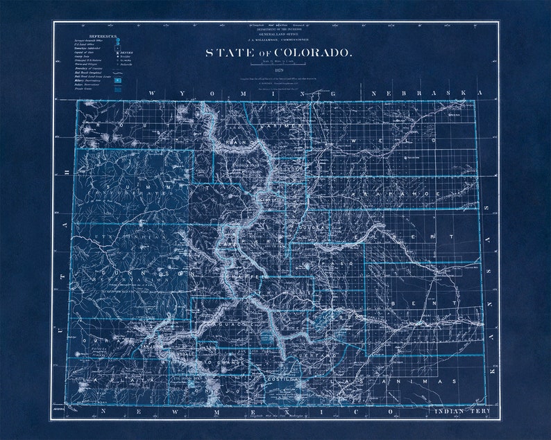 Old Map of Colorado, 19th Century Cartography Decor, Vintage Style ...