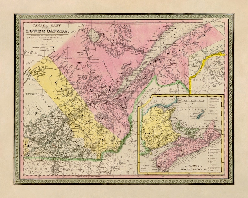 Old Map of Lower Canada Vintage Style Print Circa 1800s - Etsy