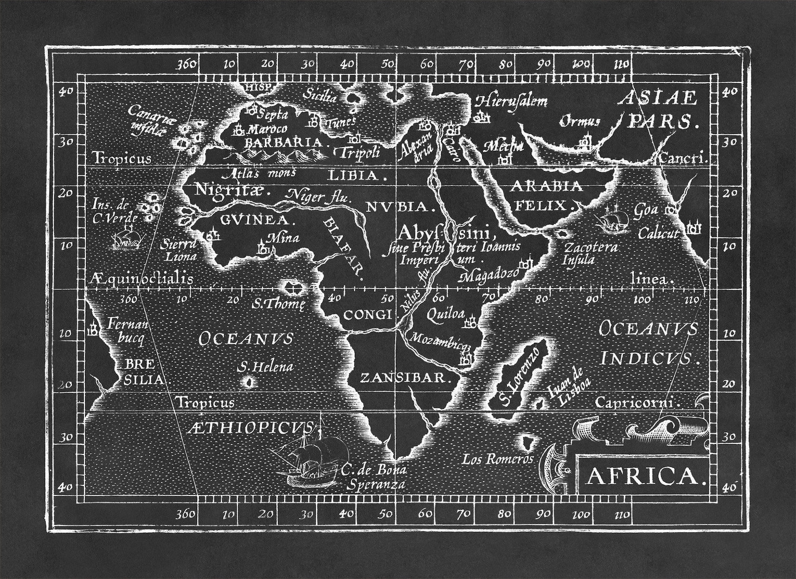 Ancient Map of Africa Vintage Style Print Circa 1600s - Etsy