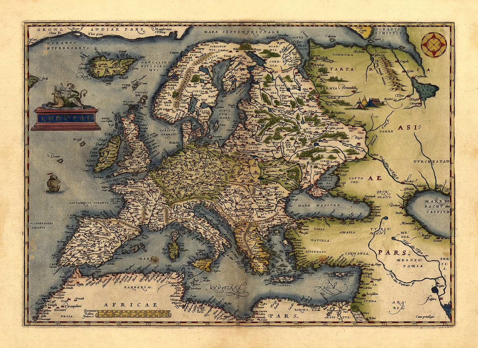 Ancient Map of Europe, European Continent Cartography Decor, Vintage ...