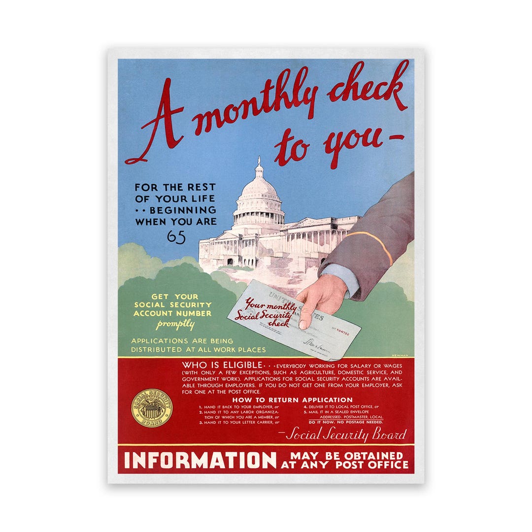 Vintage Social Security Poster: Mid-century Government Art Print - Etsy
