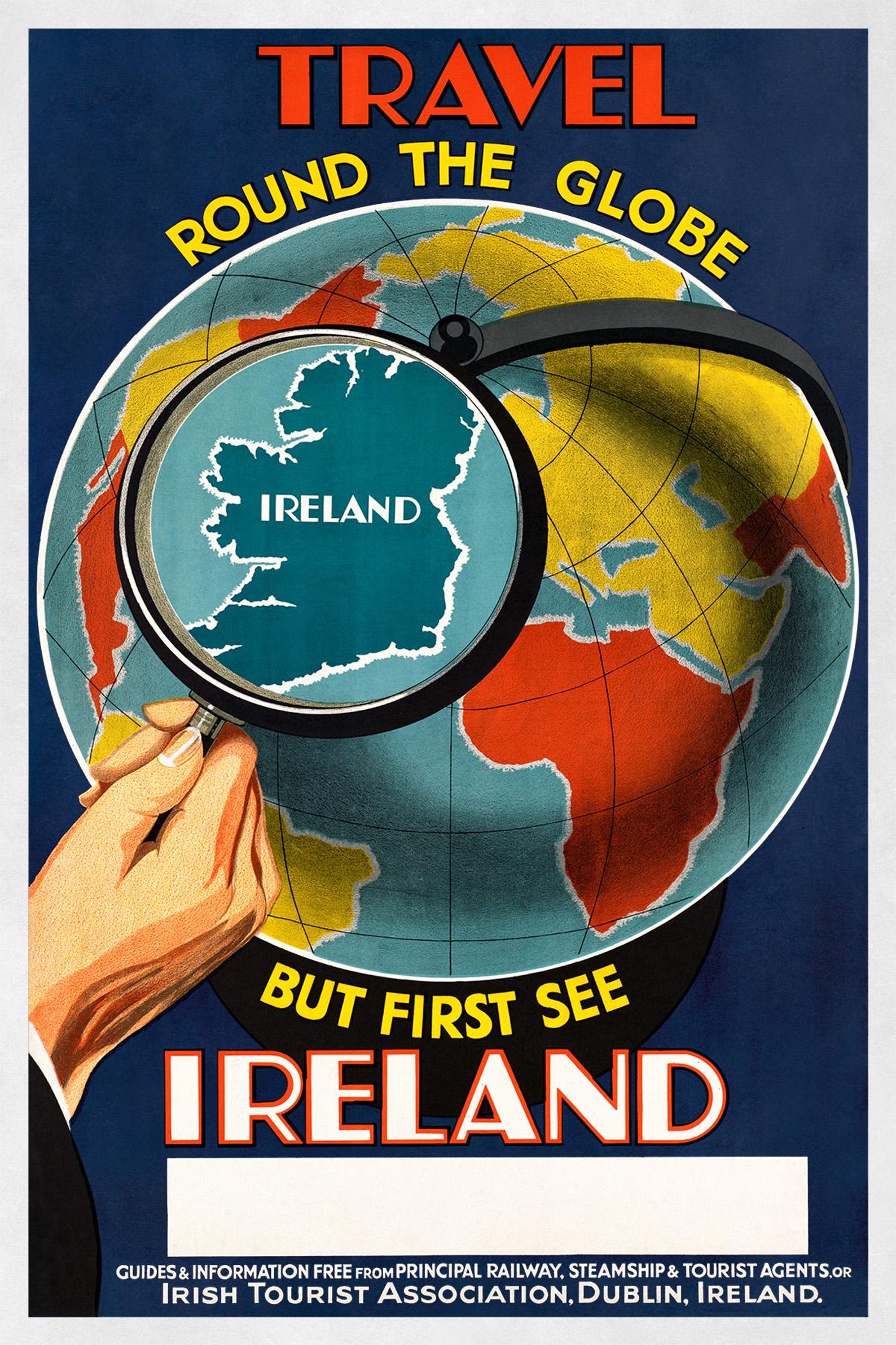 Ireland Travel Poster, Vintage Style 1900s Rustic Reproduction Print ...