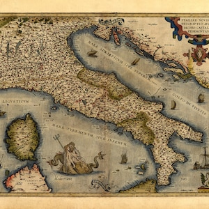 Ancient Map of Italy, 16th Century Italian Cartography Decor, Vintage ...