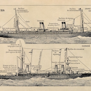 Vintage Steamship Diagram Print: Nautical Chart Reproduction, FD20 - Etsy