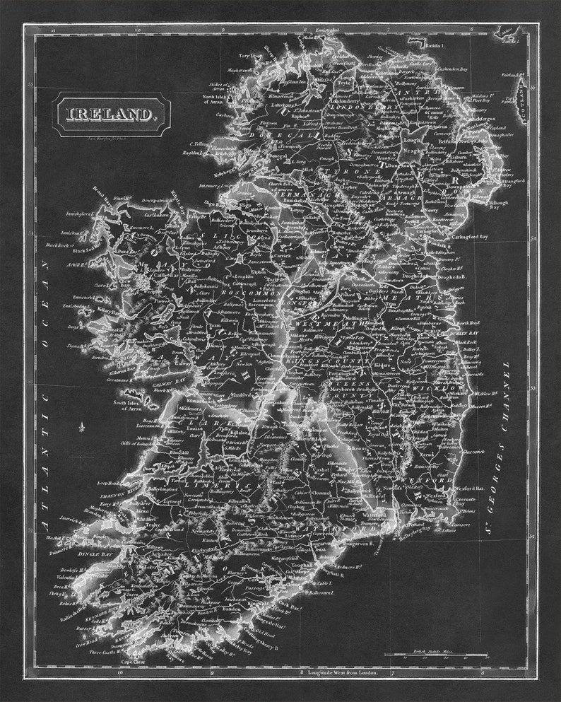 Antique Ireland Map Vintage Style Print Circa 1800s - Etsy