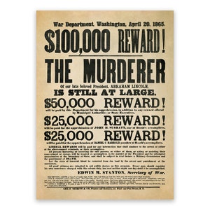 John Wilkes Booth Wanted Poster: Abraham Lincoln Assassination Art ...